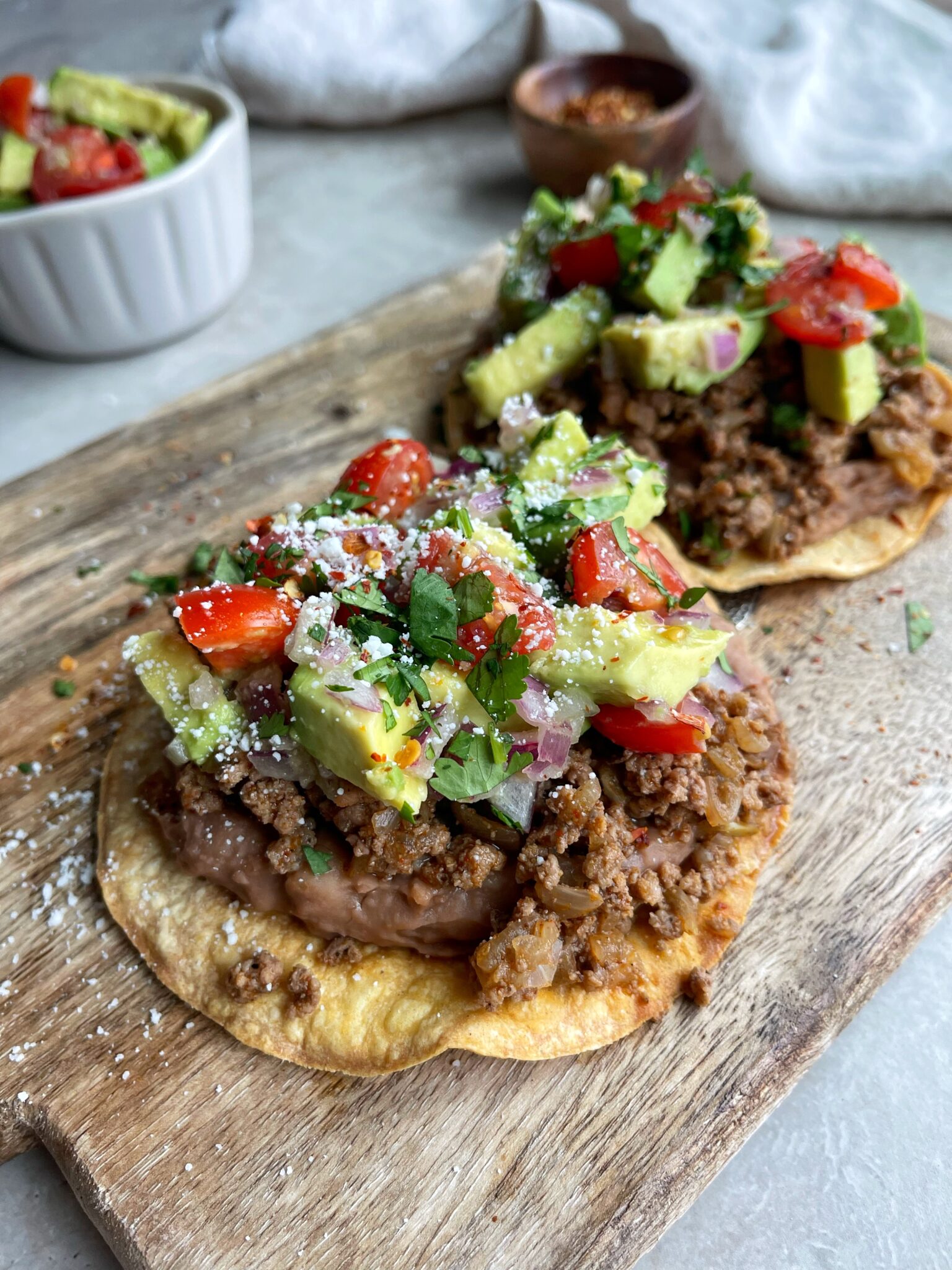 Beef and Bean Tostadas - onebalancedlife.com