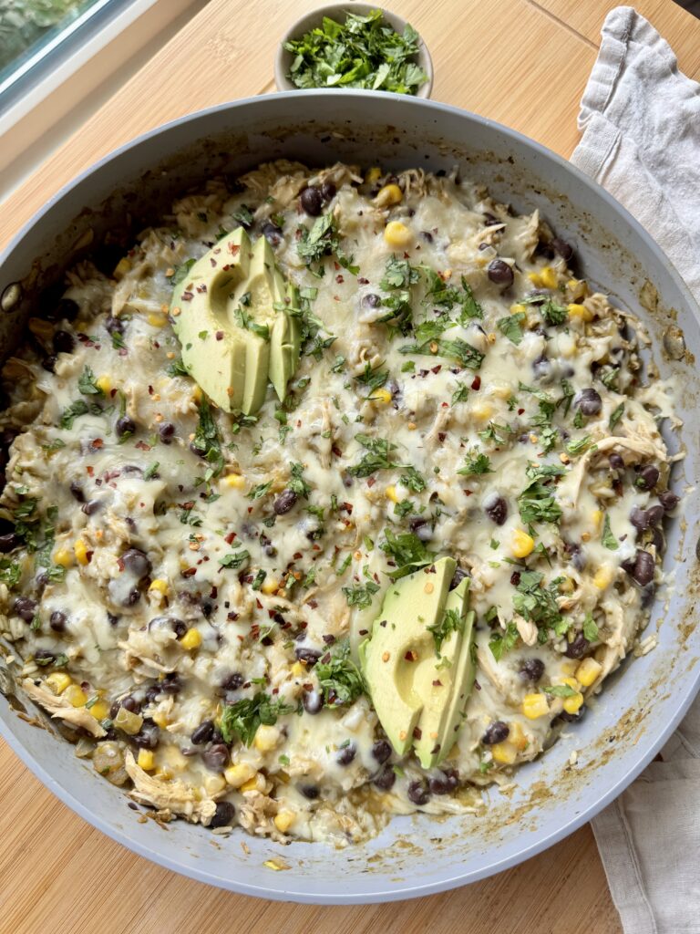 Salsa Verde Chicken & Rice Skillet - onebalancedlife.com